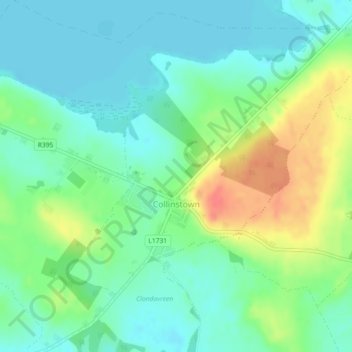 Mapa topográfico Collinstown, altitude, relevo