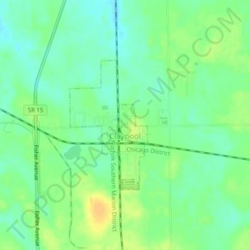 Mapa topográfico Claypool, altitude, relevo