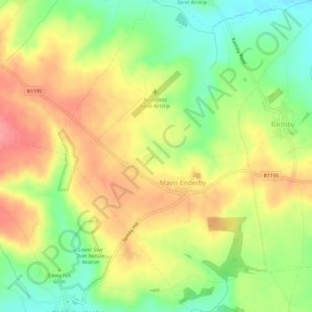 Mapa topográfico Mavis Enderby, altitude, relevo