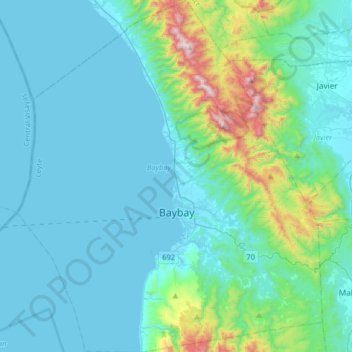 Mapa topográfico Baybay, altitude, relevo