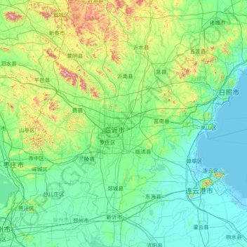 Mapa topográfico Yi River, altitude, relevo