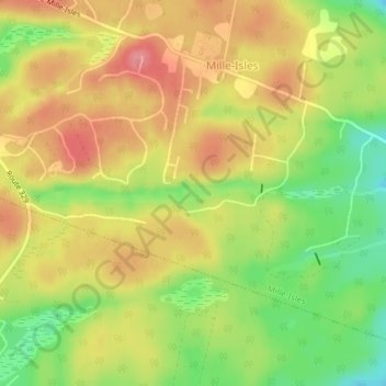 Mapa topográfico Lac Fiddler, altitude, relevo
