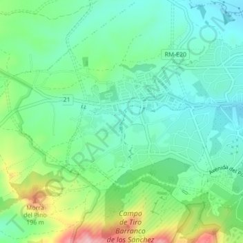 Mapa topográfico Rambla de los Roses, altitude, relevo