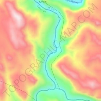 Mapa topográfico Yecora, altitude, relevo