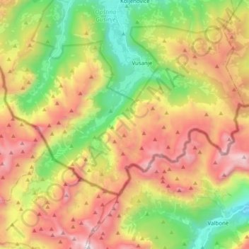 Mapa topográfico Prokletije, altitude, relevo