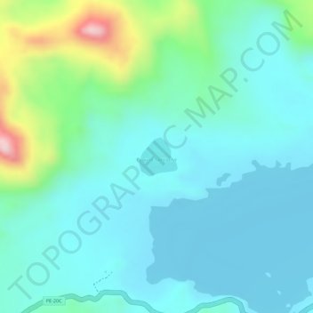 Mapa topográfico Laguna Naticocha, altitude, relevo