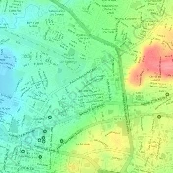 Mapa topográfico Parque Metropolitano De Los Jardines, altitude, relevo