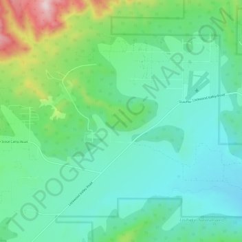 Mapa topográfico Lockwood Valley, altitude, relevo