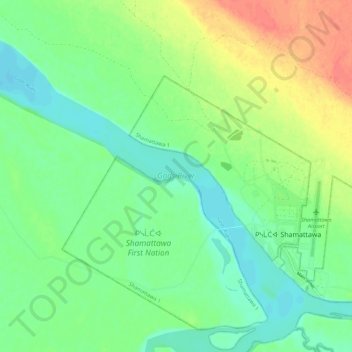 Mapa topográfico Gods River, altitude, relevo