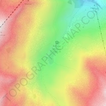 Mapa topográfico Lac du Lou, altitude, relevo