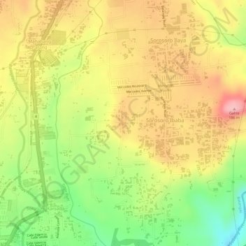 Mapa topográfico Soro-soro Ibaba RWSA, altitude, relevo