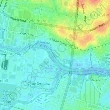 Mapa topográfico Eric Primrose Reserve, altitude, relevo