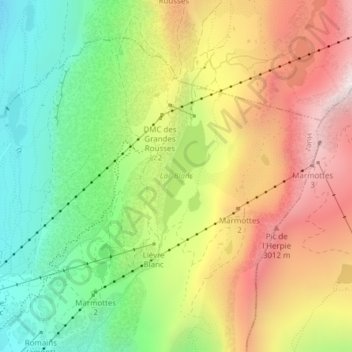 Mapa topográfico Lac Blanc, altitude, relevo