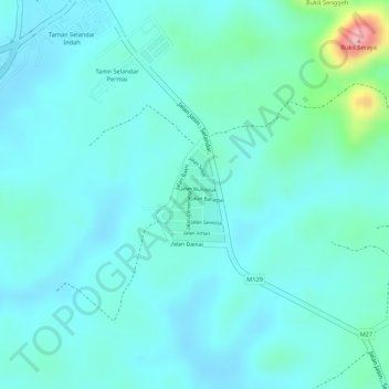 Mapa topográfico FELDA Tun Ghafar Air Kangkung, altitude, relevo